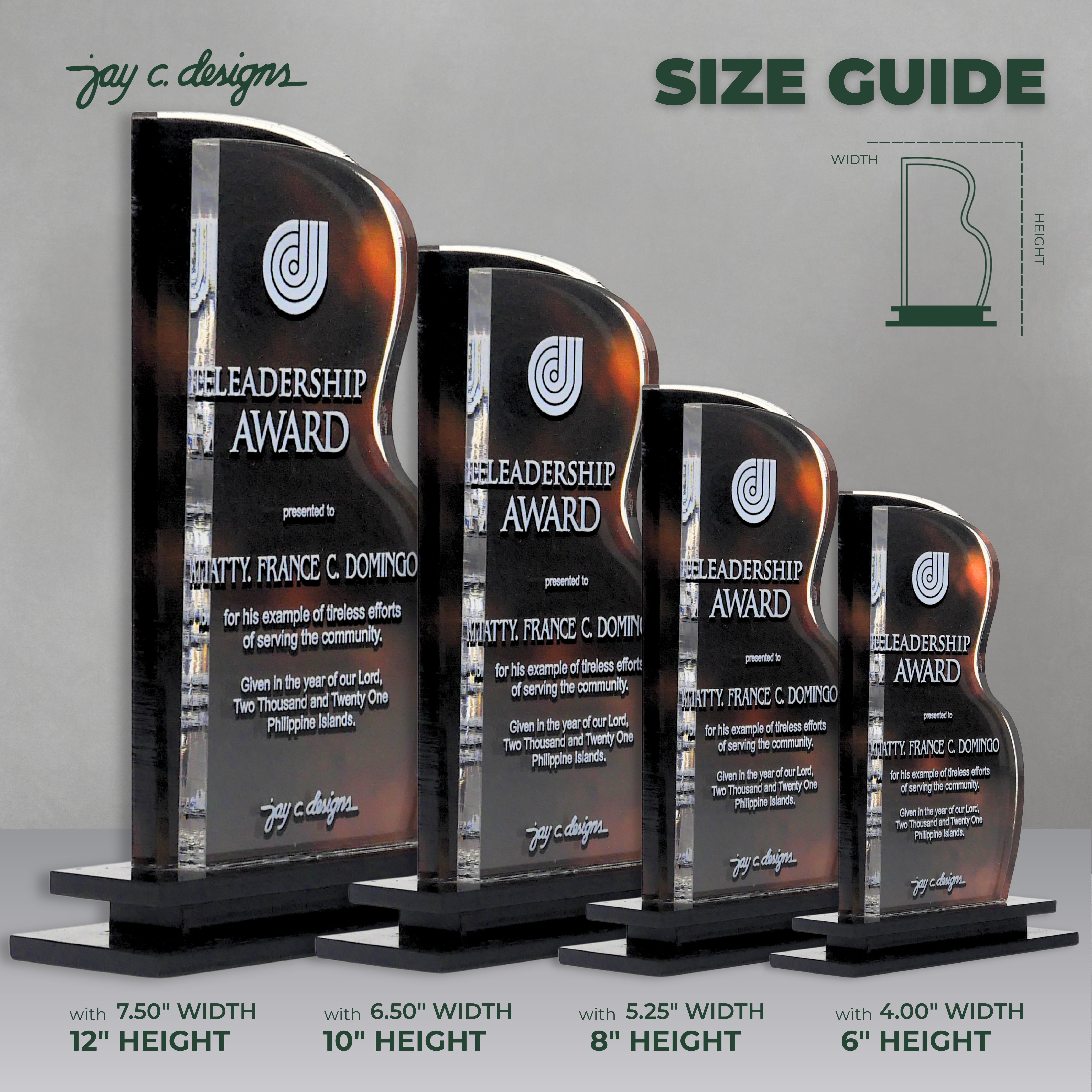 ACRYLIC PLAQUE - ACRYLIC TROPHY - AWARD - CUSTOMIZED PERSONALIZED JAY C ...