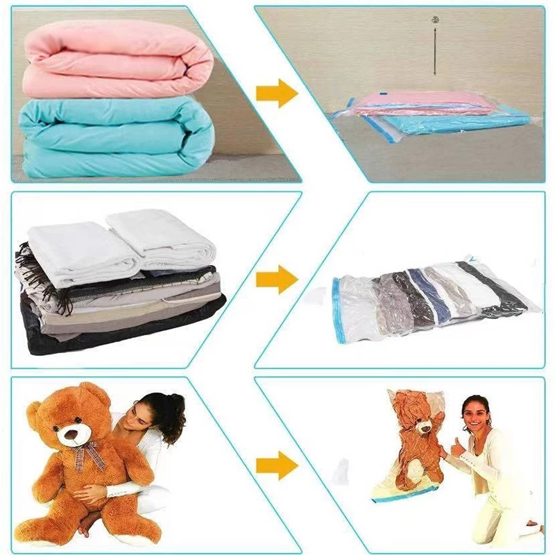 5pc Vacuum Storage Bag with Pump Household Travel Compression Bags Set ...