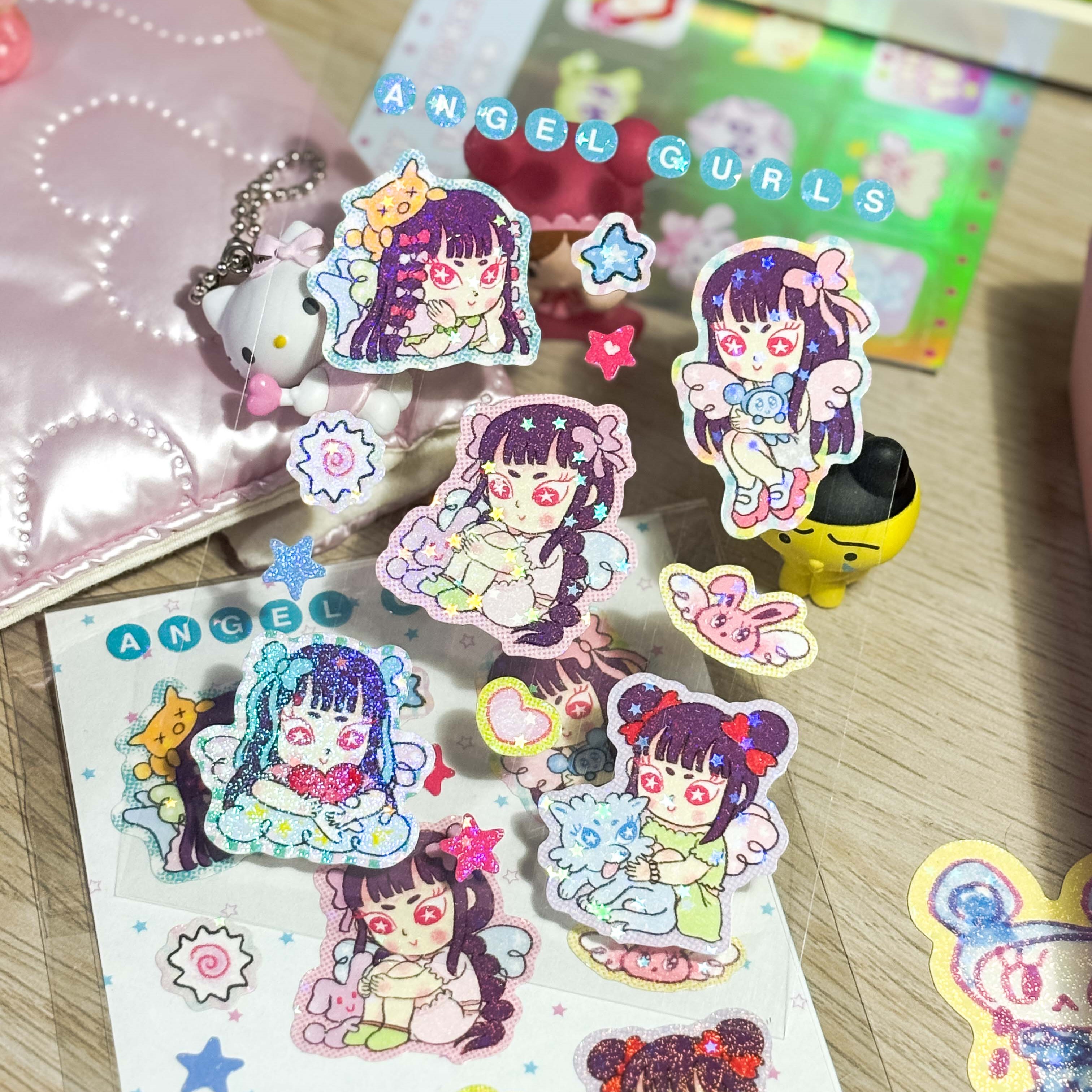 Angel Girls Sticker Sheet Clear Backing ★ ( waterproof vinyl ) | Shopee ...