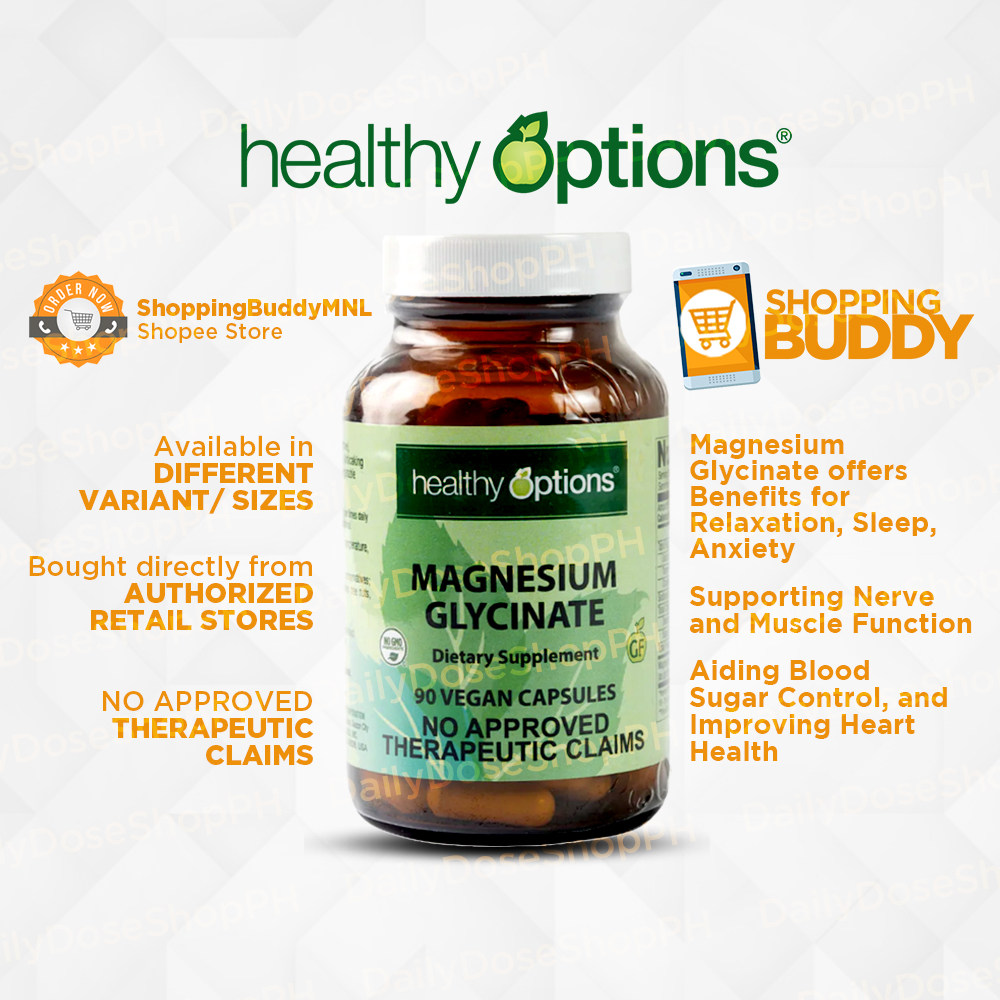 Healthy Options Magnesium Glycinate 133.3mg 90 Capsules | Shopee ...