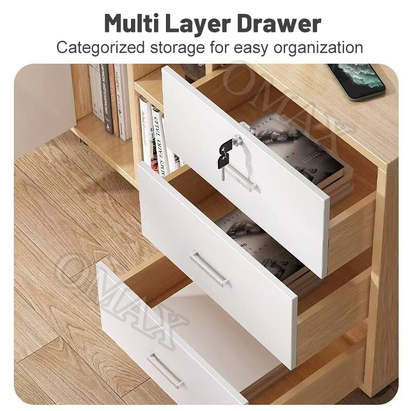 Storage Cabinet File Cabinet Bedside Table Drawers Cabinet with Lock ...