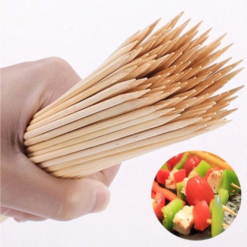AMOY 100Pcs Disposable Bamboo Sticks Wood Sticks Sturdy Barbecue Sticks ...