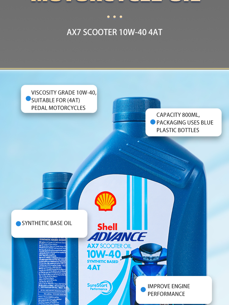 Shell Advance AX7 Scooter Oil 10W-40 800mL/Gear Oil Box Lubricant for 4 ...