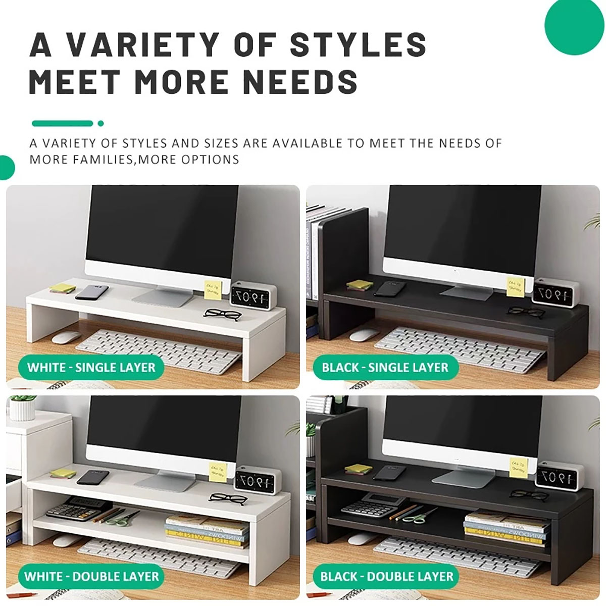 Classic Wooden Monitor Stand Dual-Layer Desktop Riser for Computer ...