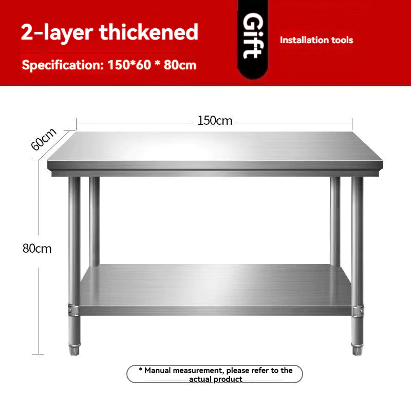 [COD] 2-Layer Thickened 60-150cm 304stainless steel workbench table ...