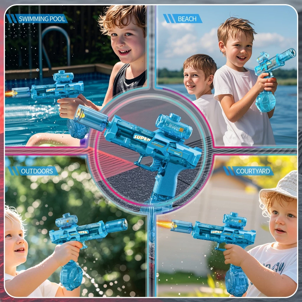 2026 New Electric Water Gun LED Automatic Water Gun Children's Outdoor ...