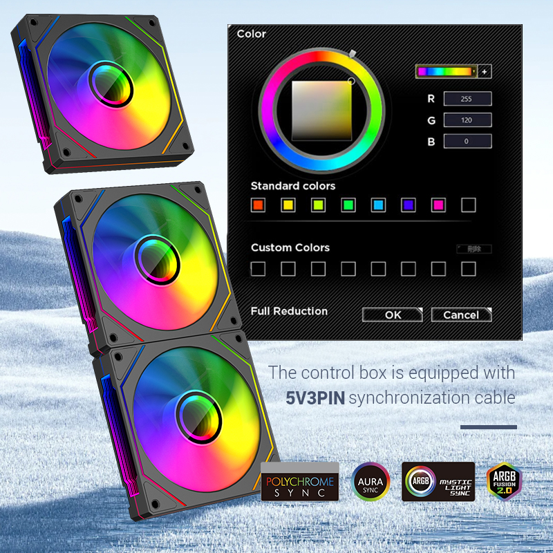 Esgaming 3in1 ARGB Case Fan 120mm CPU Fan 6PIN PWM Infinite Mirror ...