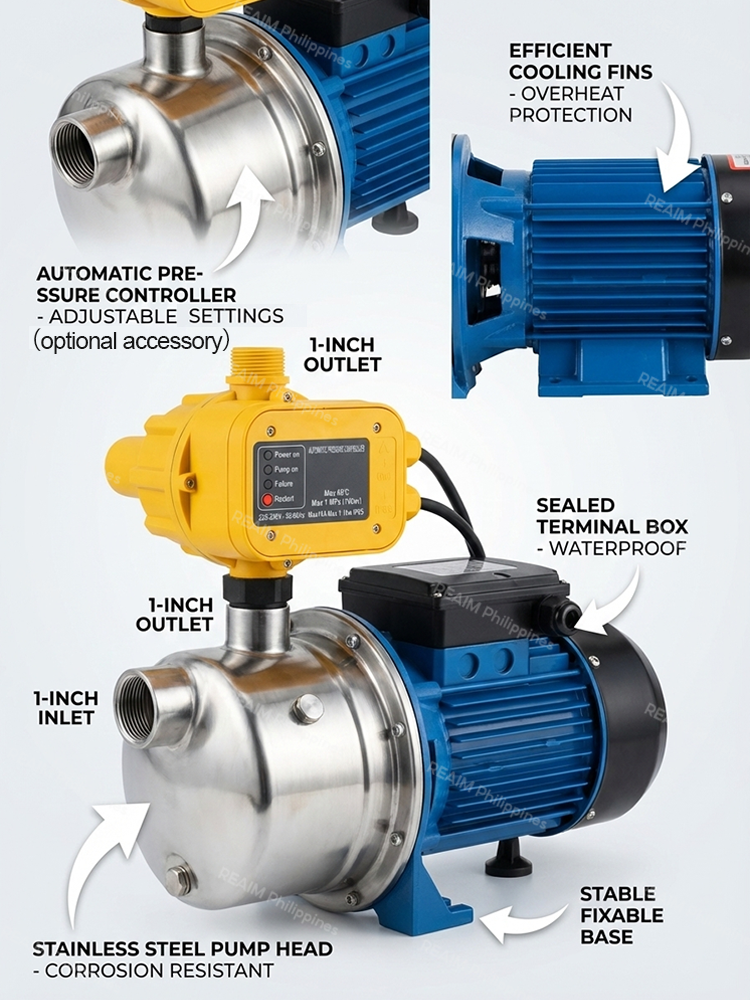 REAIM Jetmatic Water Pump Automatic Booster Pump In Stainless Steel ...