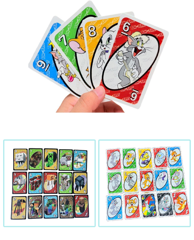 Classic Cartoon UNO Card Game - Multiplayer Casual Party Tabletop ...