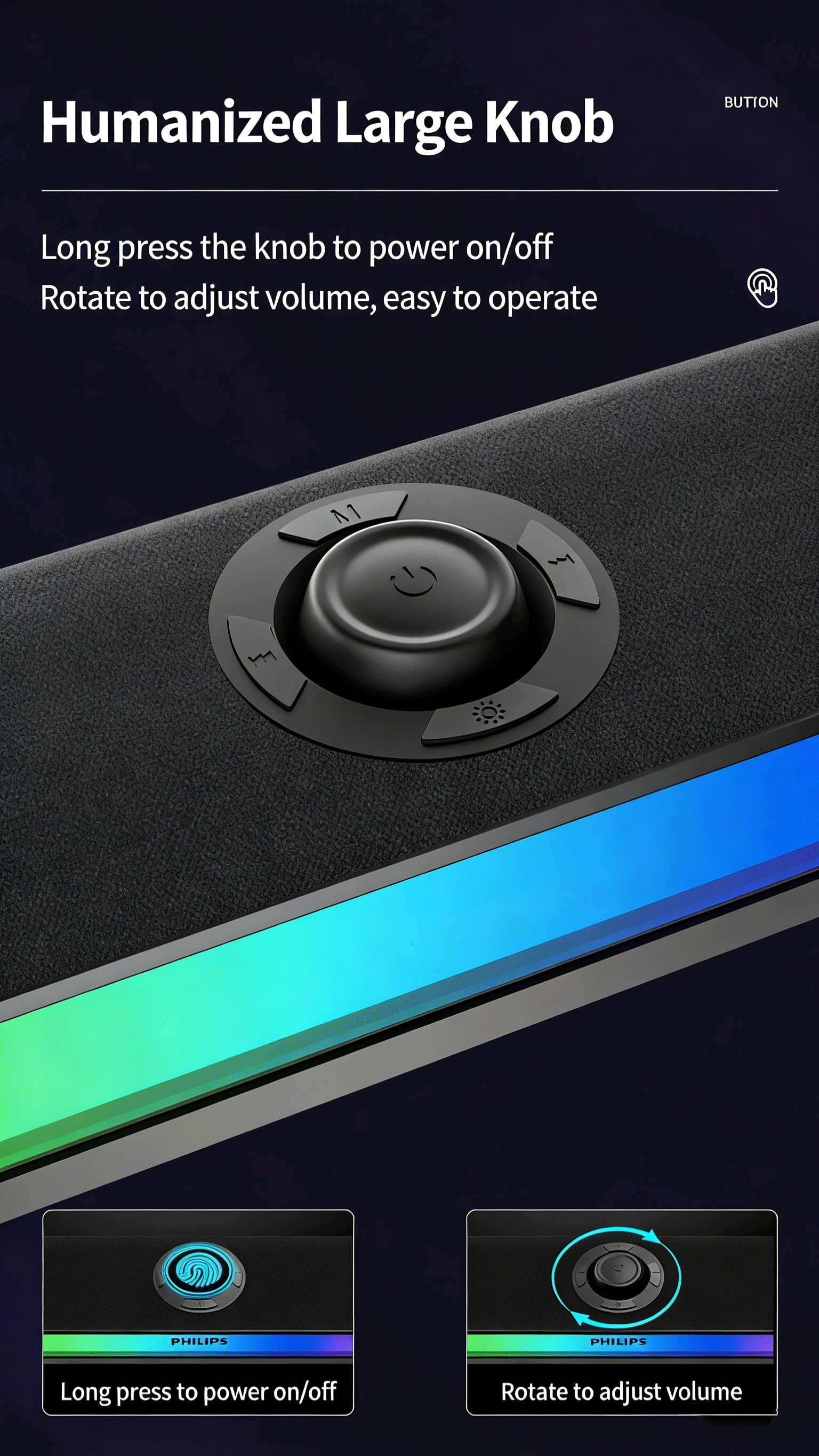 Desktop Speaker RGB Bluetooth 5.3 Sound Bar Colourful Ambient Light ...