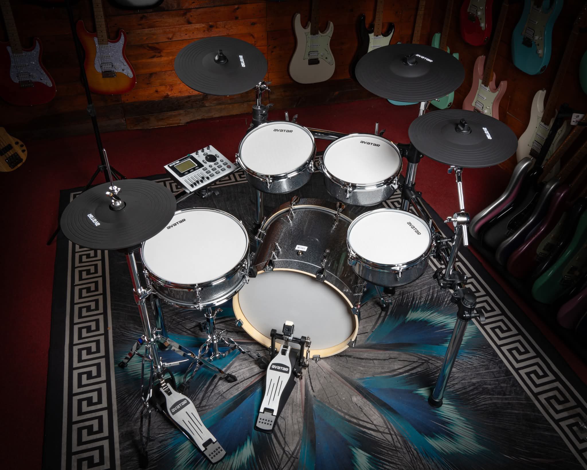 Avatar A71 9-Piece Mesh Kit Electric Drum Set with Shell (5pcs Drum Pad ...