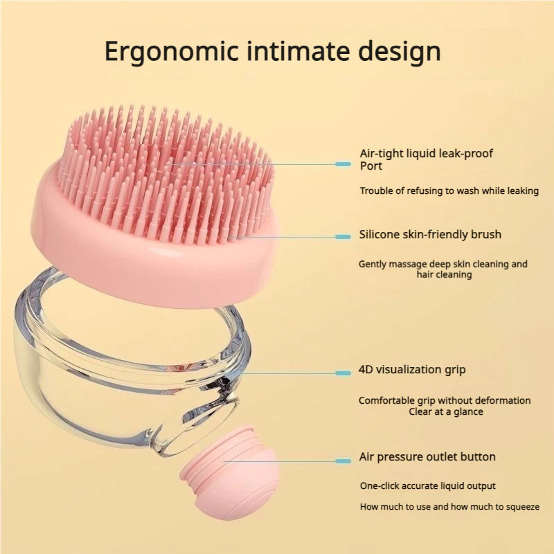 Multifunctional Shampoo Brush With Liquid Dispenser Scalp Silicone ...