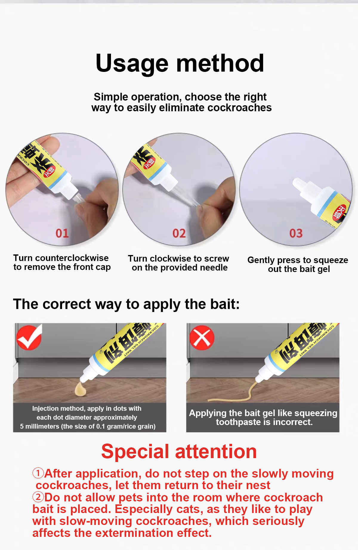 Kitchen/Bath Use SM Cockroach killer Cockroach gel Cockroach killer gel ...