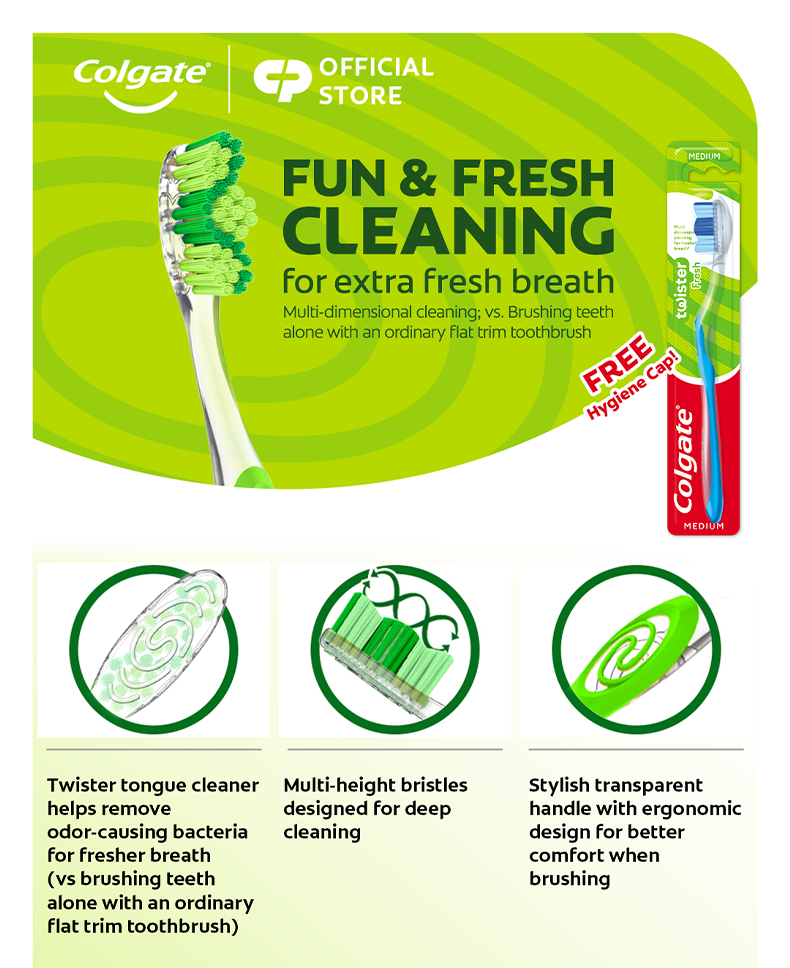 Colgate Twister Fresh Toothbrush with Cap - Super Value Pack | Shopee ...