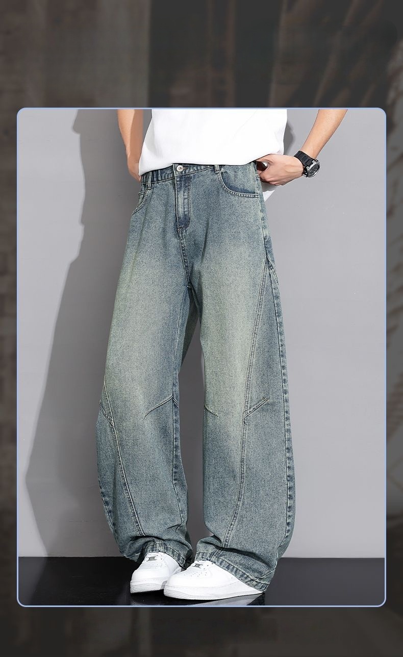 CLIFF American curved knife jeans men's seasonal new washed loose ...