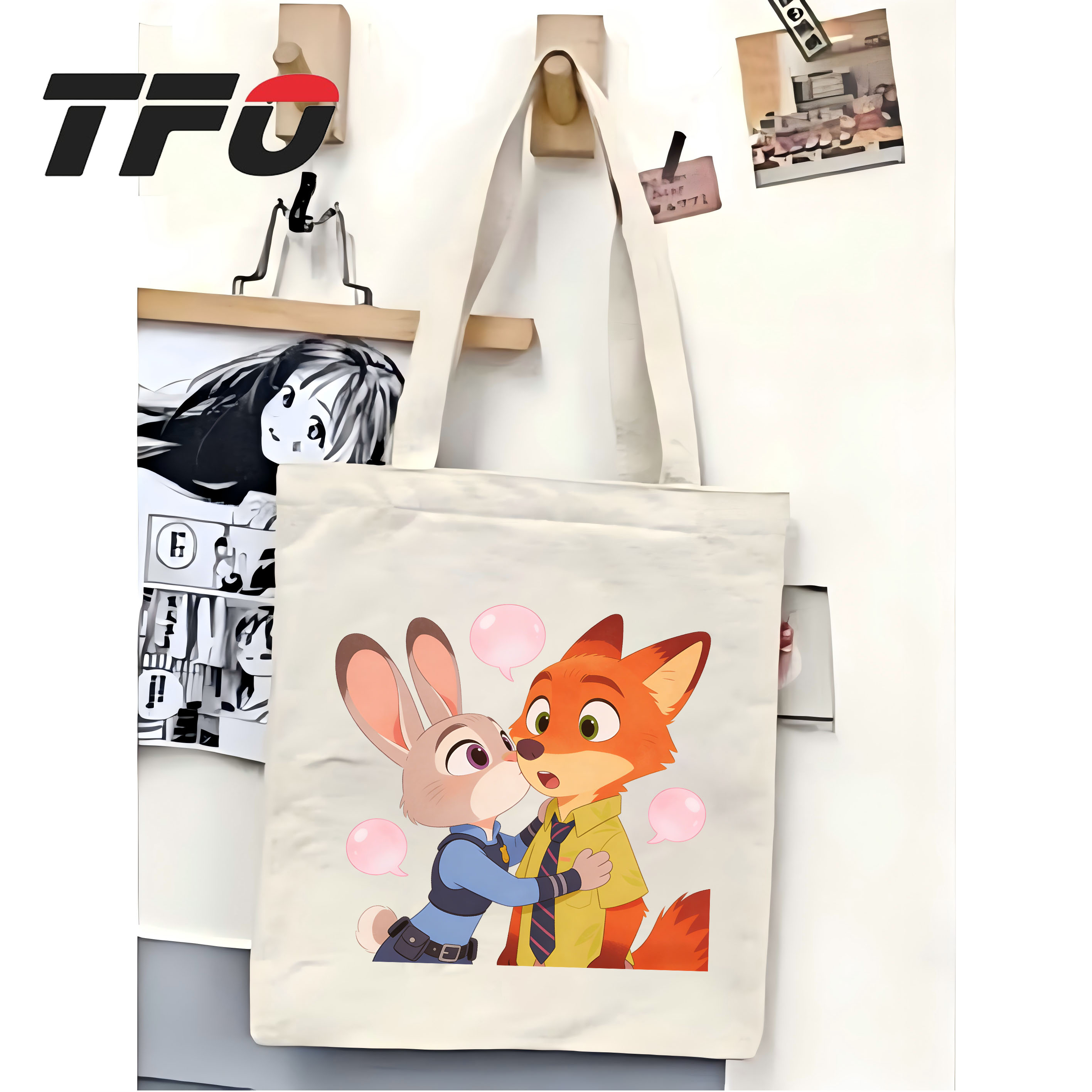 TFO Valentine's Theme Tote Bag, Nick Wilde and Judy Hopps Characters ...