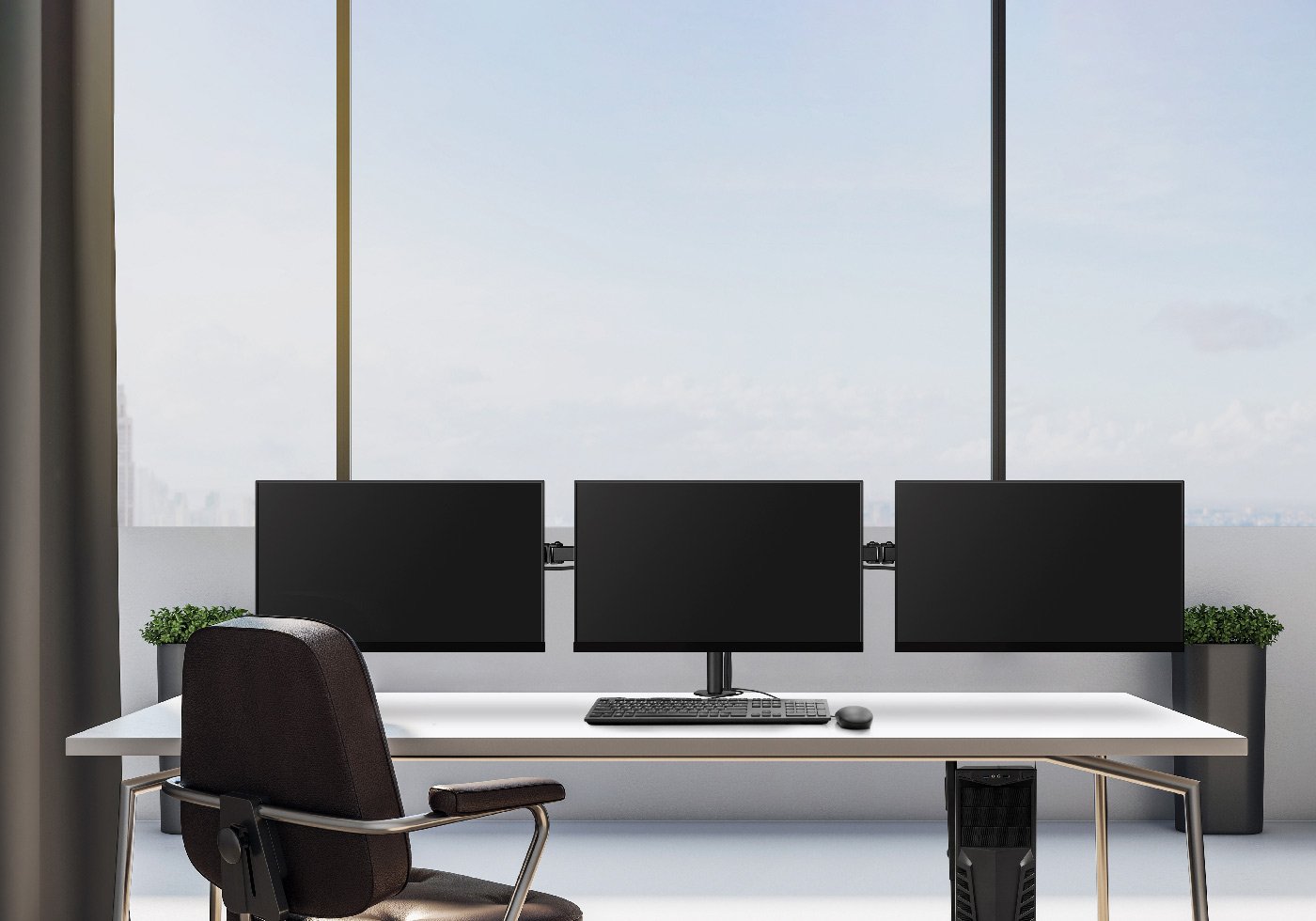 True Vision Triple Monitor Bracket for 13"-27" Monitors TV12-C034N ...