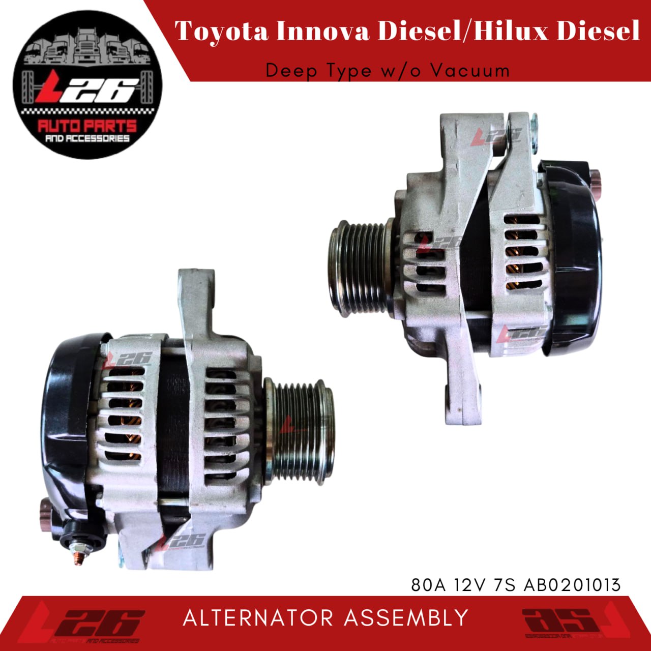 Toyota Innova Hilux Diesel Alternator Assembly 80Amp 12V Deep Type ...