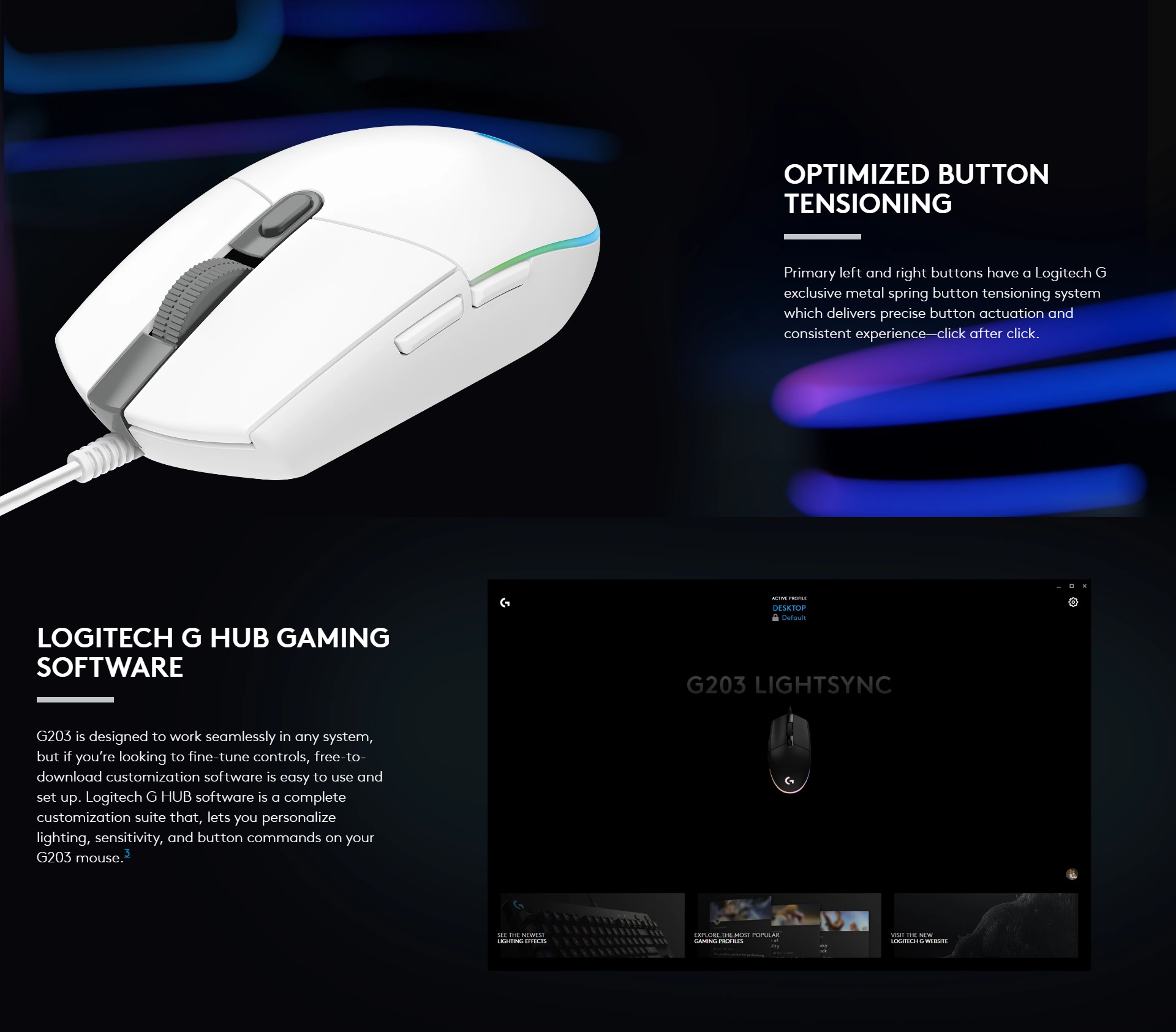 Logitech G203 2nd Gen Wired Gaming Mouse + G213 Prodigy Wired Gaming ...