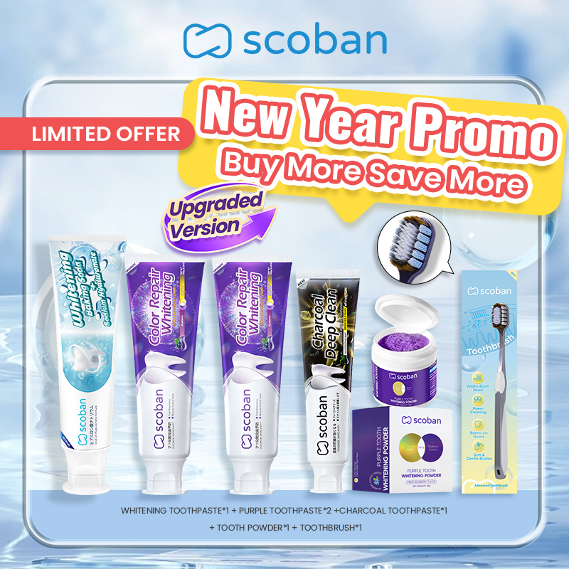 Scoban 4Pcs Toothpaste Bundle Purple Whitening Toothpaste Baking Soda ...