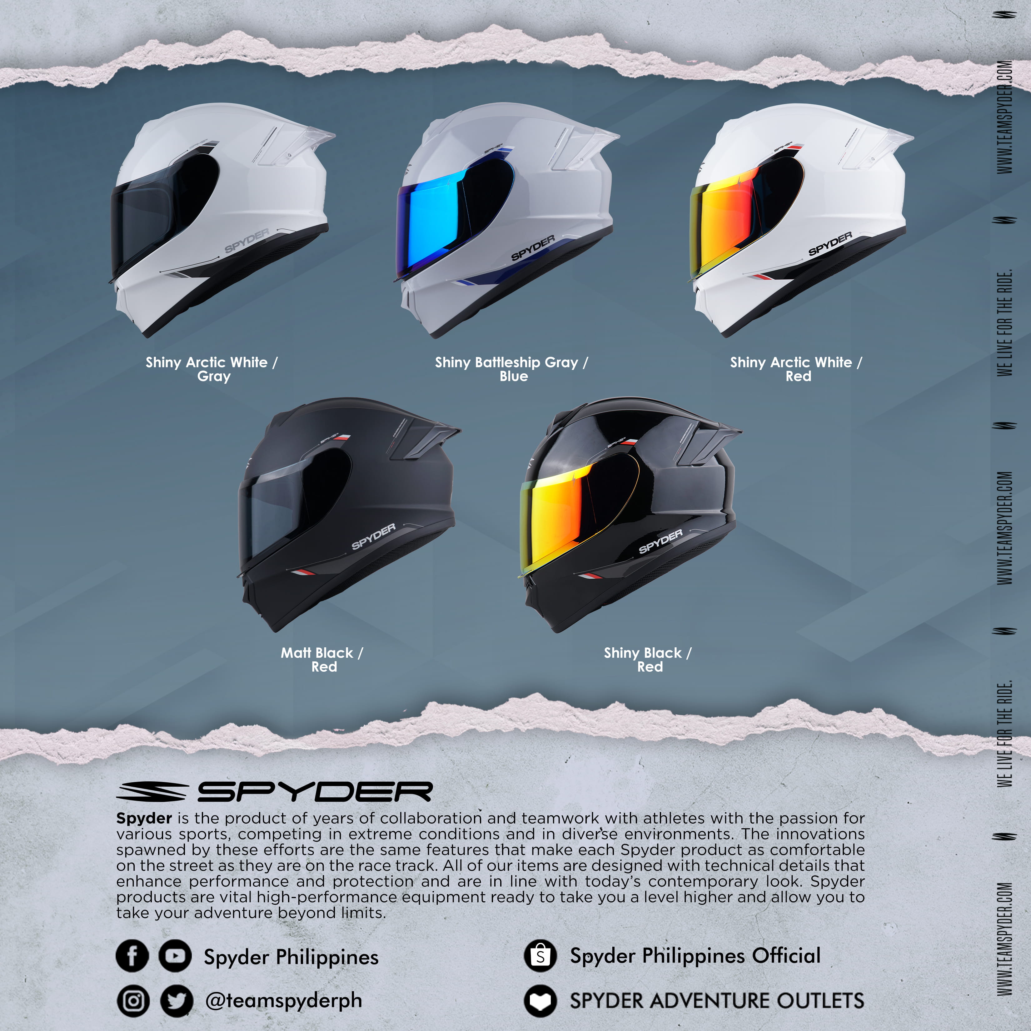 SPYDER SPIKE 2 P SO V3 NPR Full Face Motorcycle Helmet | Free Clear ...