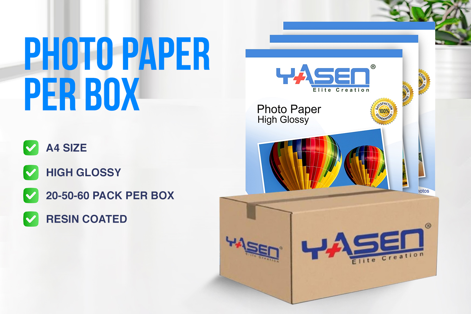 Yasen A4 RC Glossy Photo Paper 1 Box Wholesale (20/50/60 Packs ...