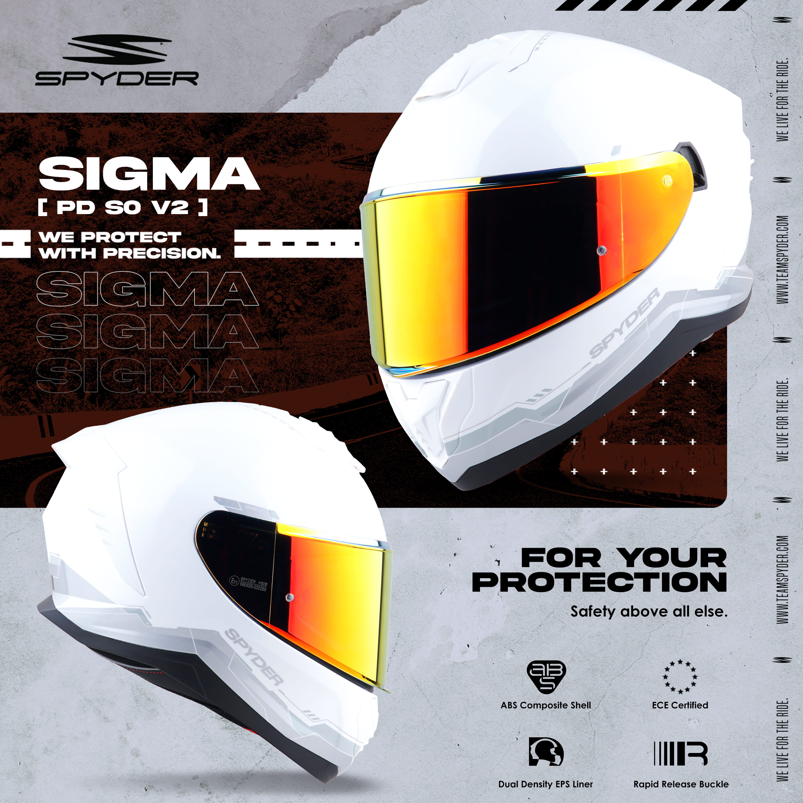 SPYDER SIGMA PD S0 V2 Full Face Motorcycle Helmet | ECE CERTIFIED ...