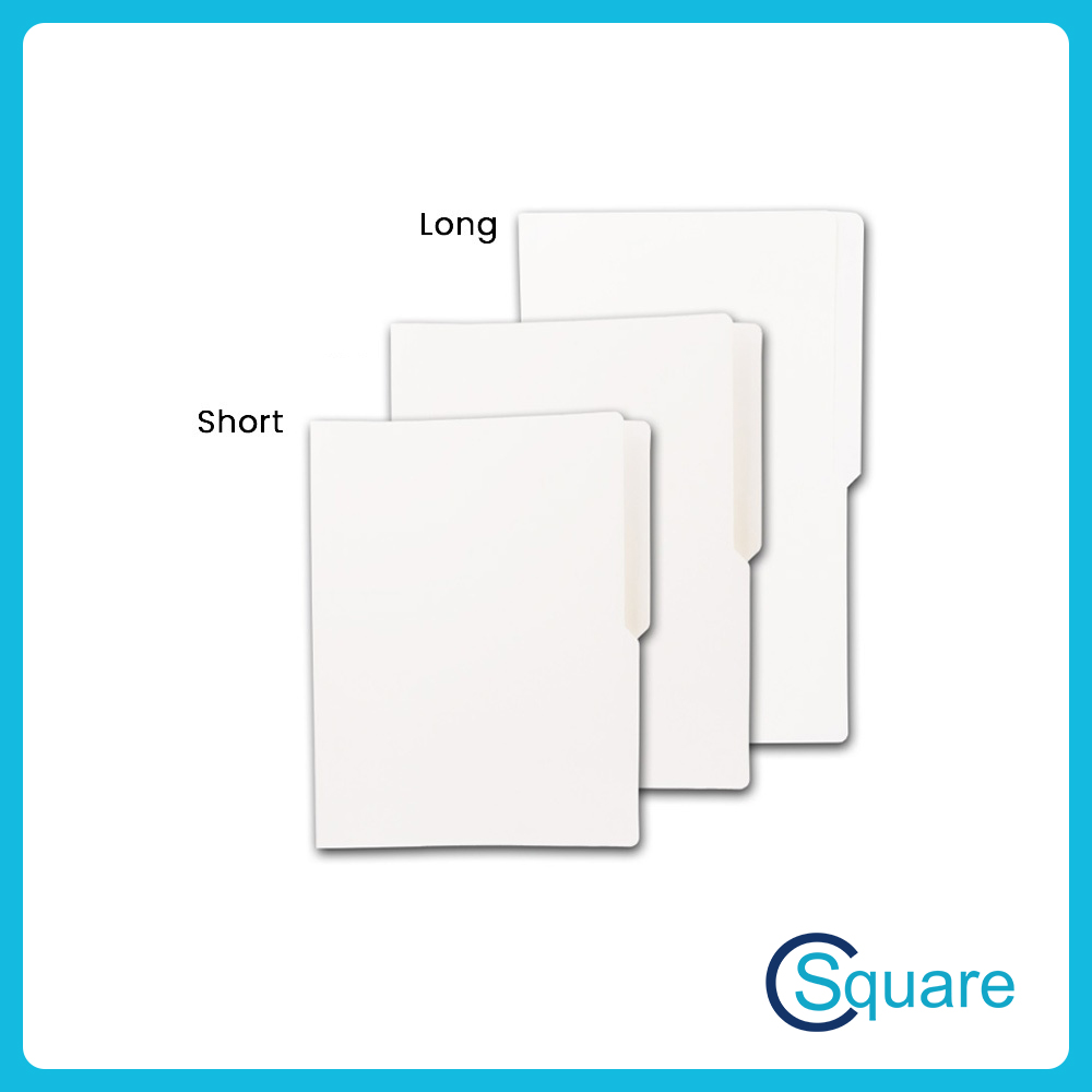 CSQUARE 100pcs 11 PTS LONG & SHORT WHITE FOLDER SYSTEM FILE FOLDER FOR ...