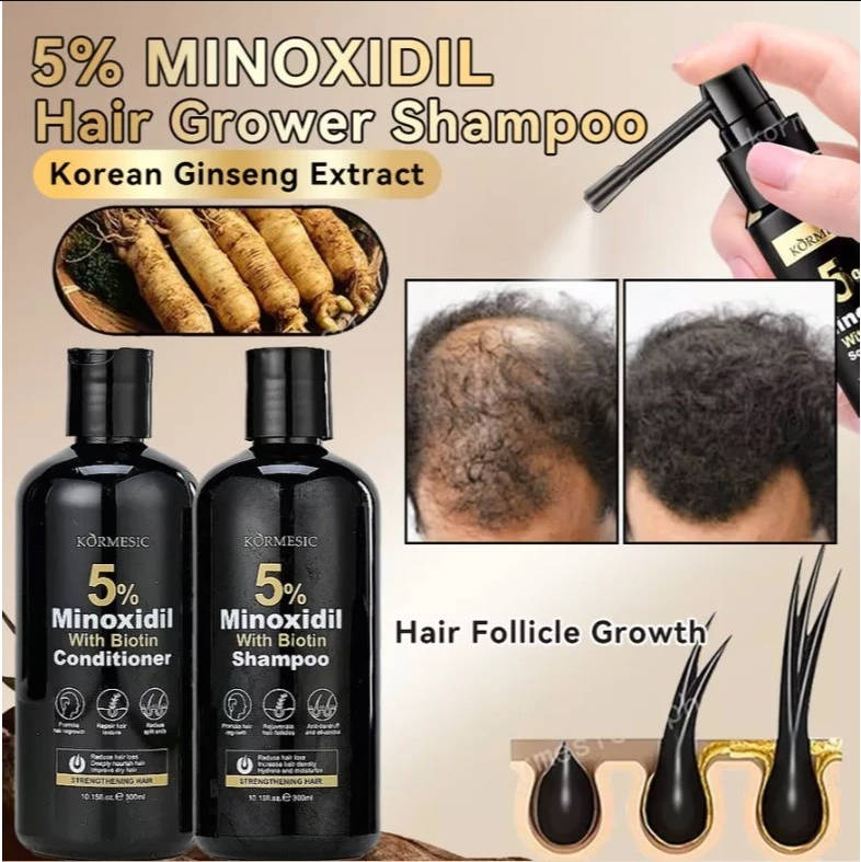 5% Minoxidil with Biotin Shampoo+Conditioner+Scalp seum for Hair ...