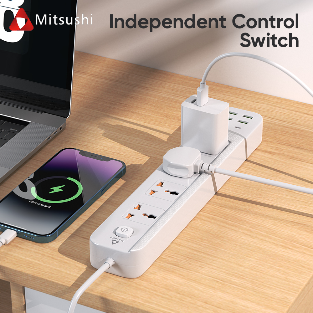 Mitsushi Extension Socket 2500W Power Strip Socket 3/4 Sockets with USB ...