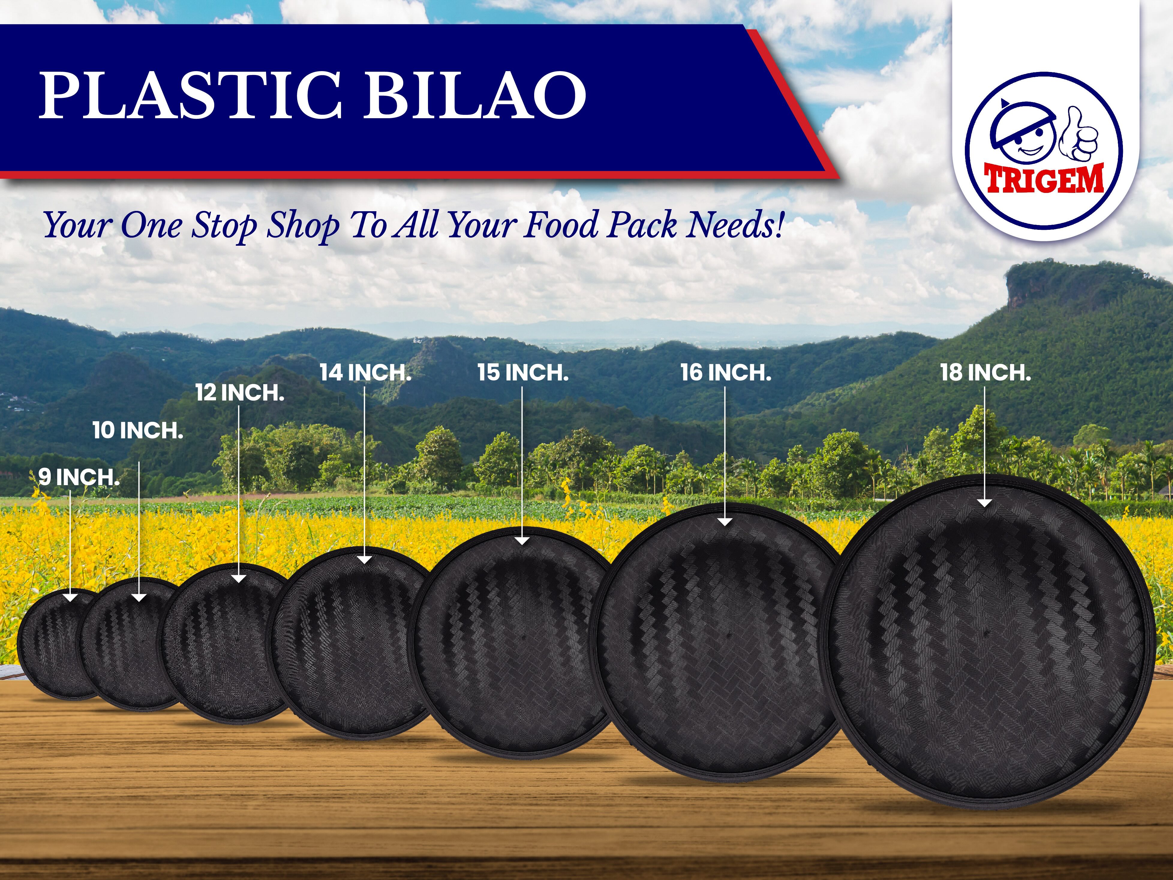 [ 25 Pcs = 1 Bundle ] TRIGEM Plastic Bilao 16 Inches Black Food Tray ...