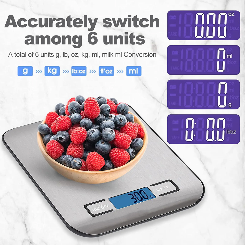 INSMART Kitchen Scale Digital Scale With 6 Measurement Units Food Scale ...