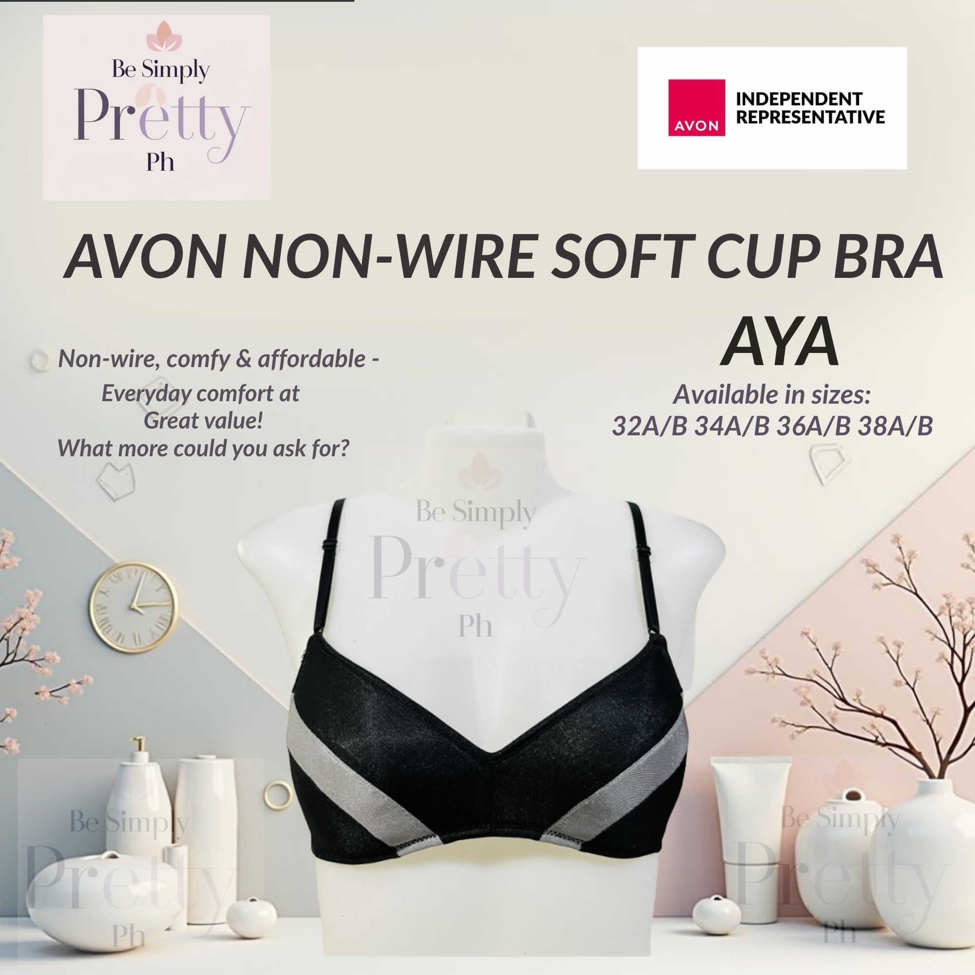 AVON NON-WIRE SOFT CUP EVERYDAY COMFORT BRA / WYN MARS ISSA SOL AVI AYA ...