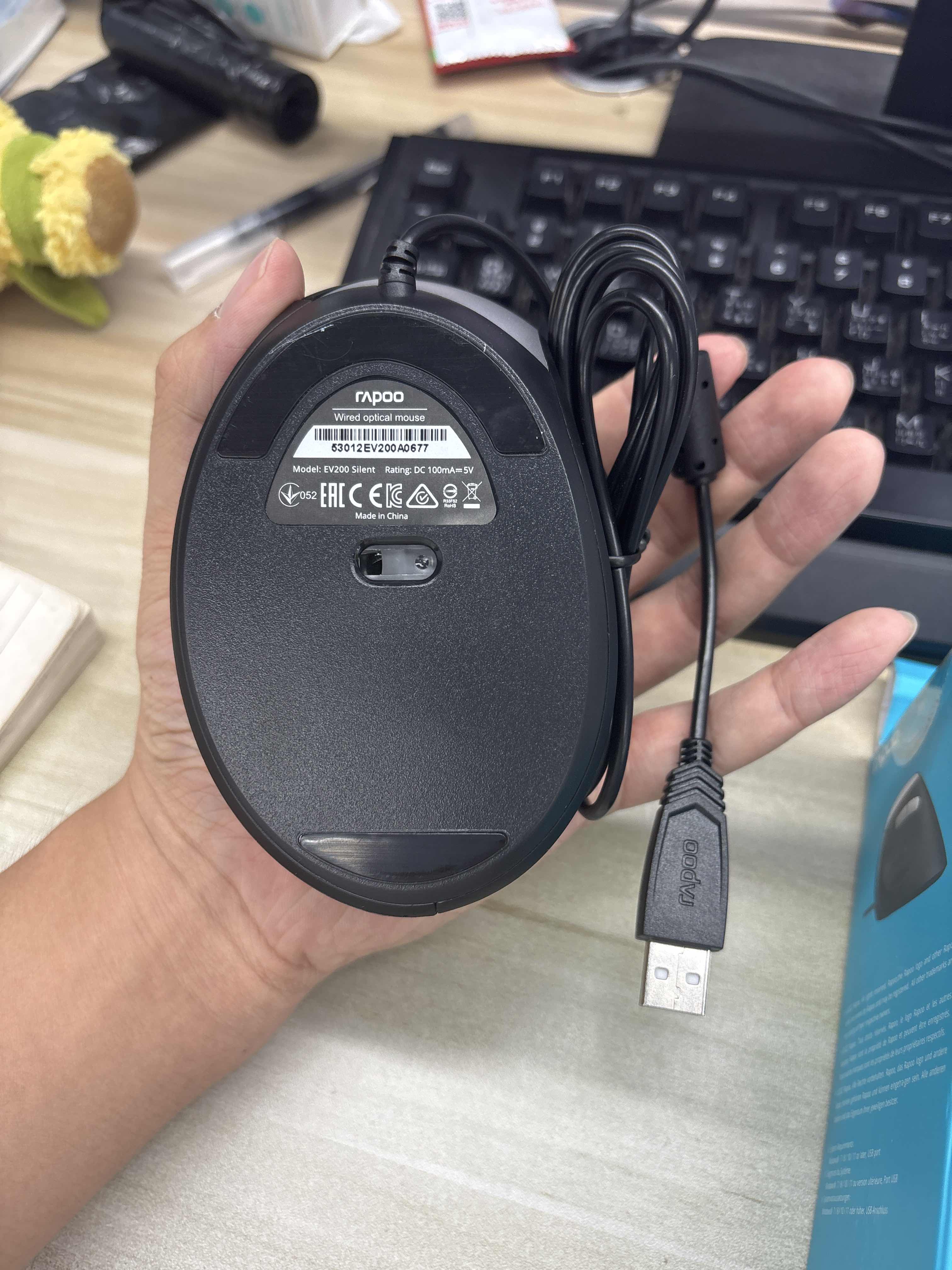 Rapoo EV200 Silent Vertical Optical Wired Mouse (Black) | Shopee Philippines