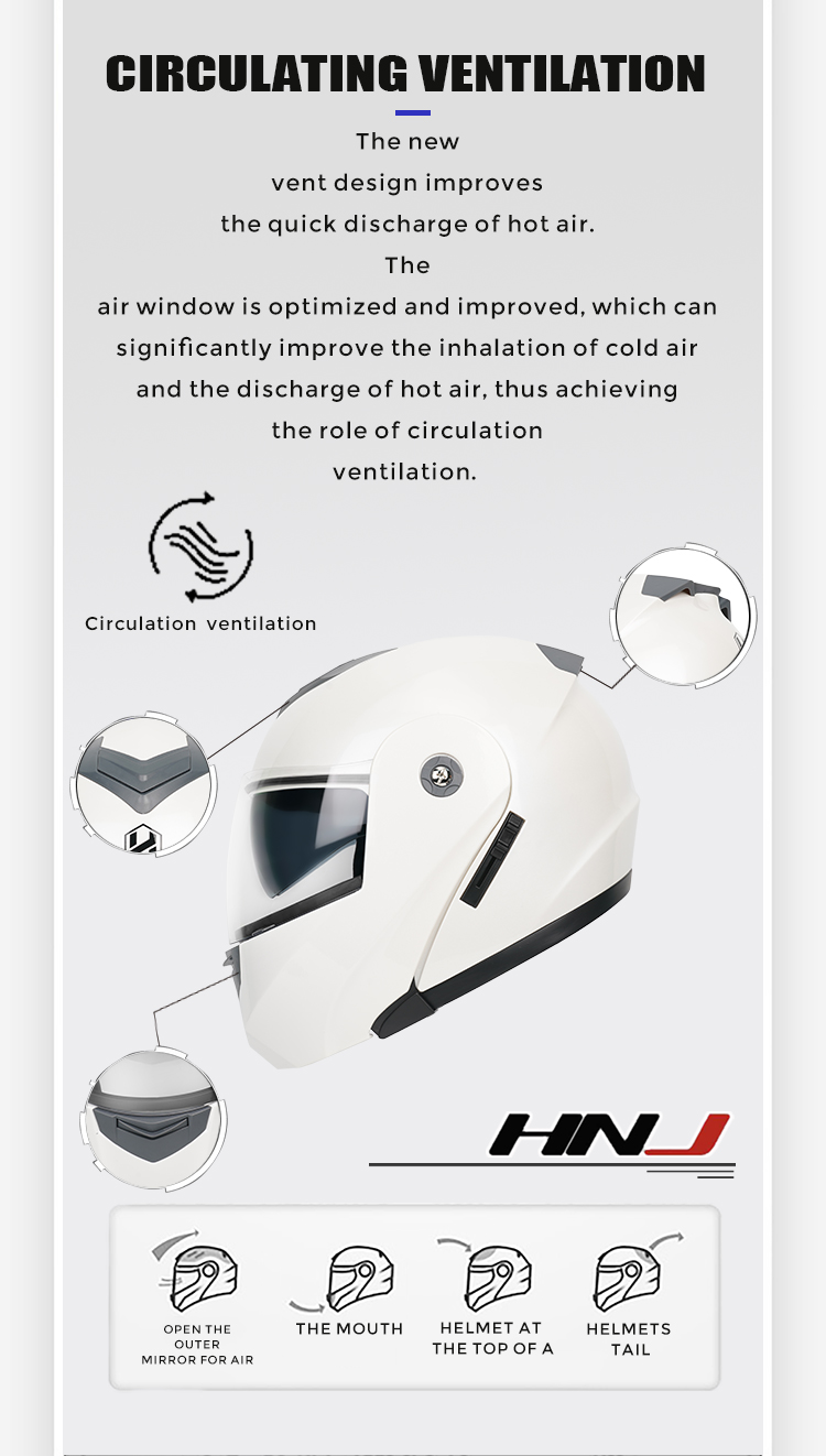 HNJ Modular Dual Visor Helmet Full Face for Motorcycle Men Women ICC ...