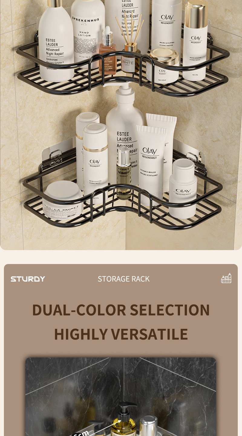 Corner Shower Caddy Bathroom Wall Mounted Shelf Organizer Rack | Shopee ...