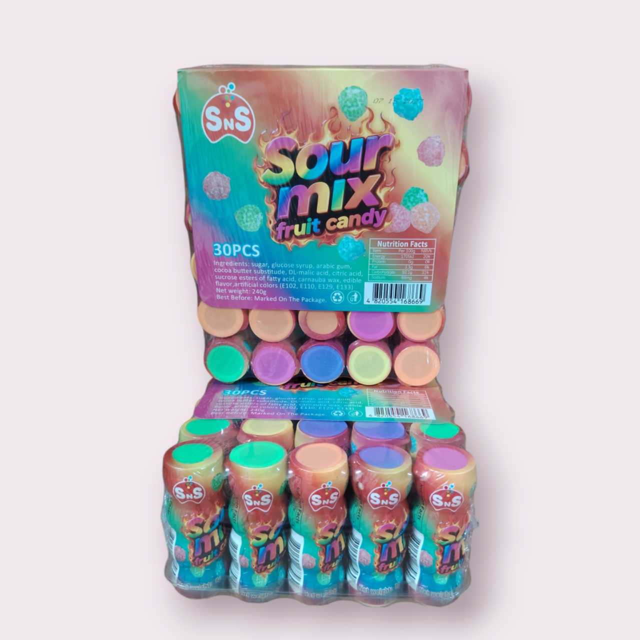SnS Sour Mixed Fruit Candy 30Pcs 8g Assorted Flavored in Colorful Tubes ...