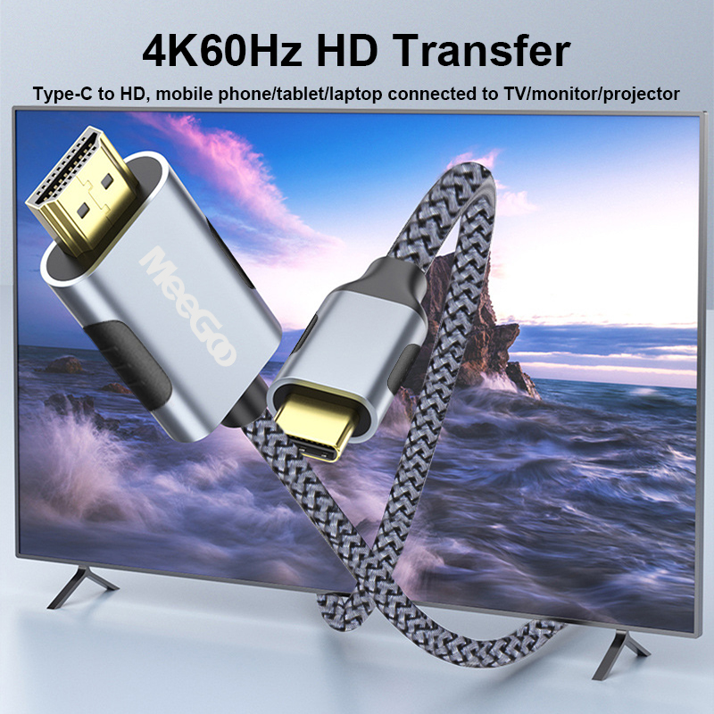 MeeGoo 1.8m Type C to HDMI Adapter 4K 60HZ HDMI Cable For Laptop Phone ...