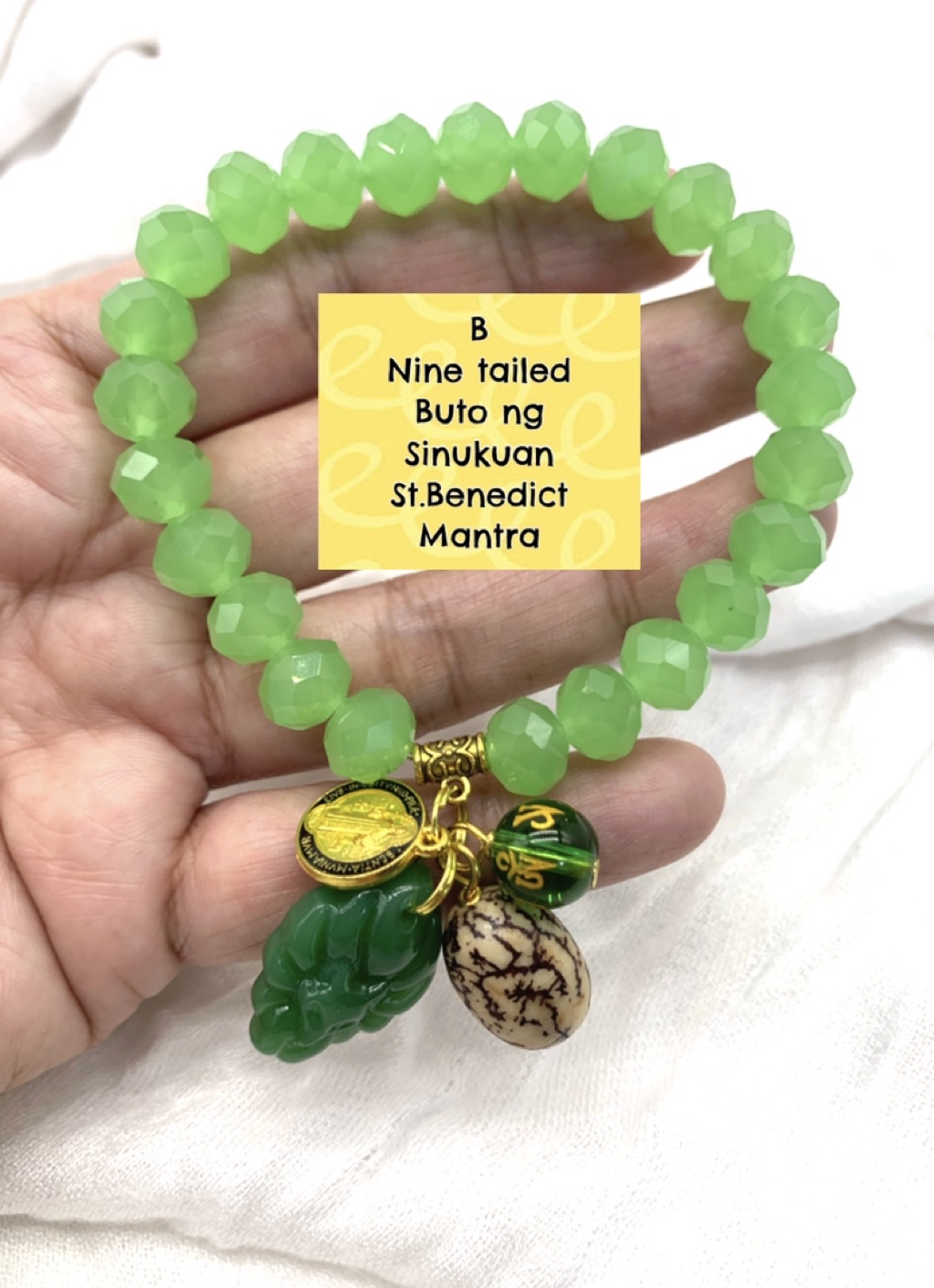 Nine Fox Jade/St.Benedict/Buto ng Sinukuan/Mantra Pampaswerte Bracelet | Shopee Philippines