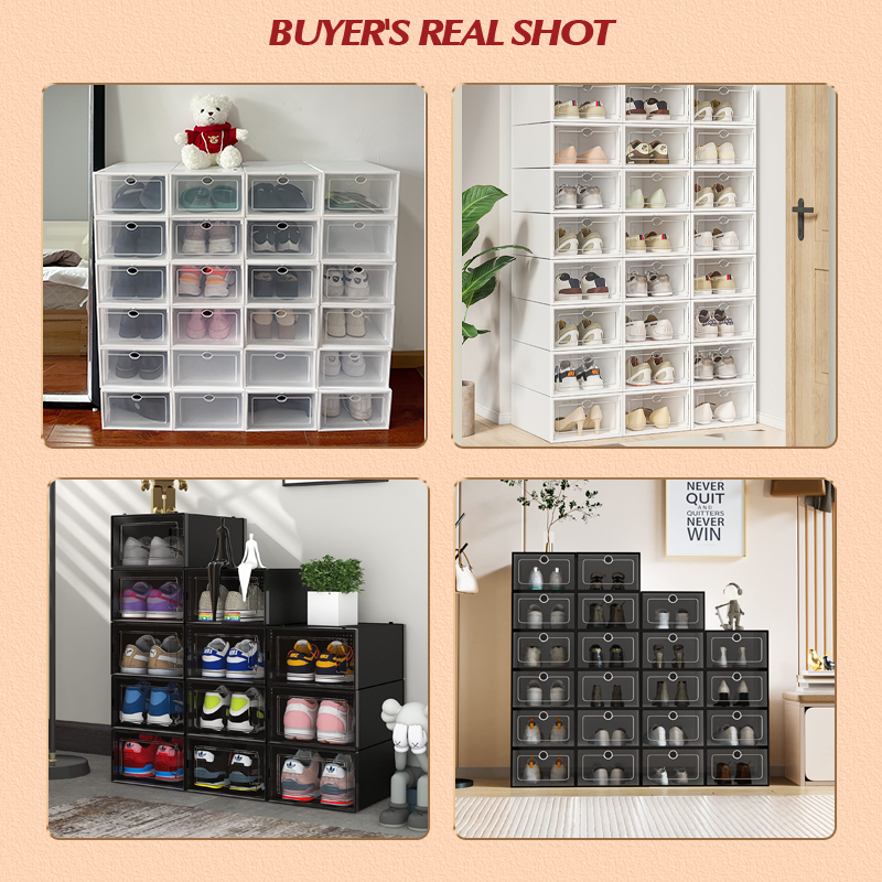 12 Layers Big Size Shoe Box Storage Organizer Hard Shell Plastic ...