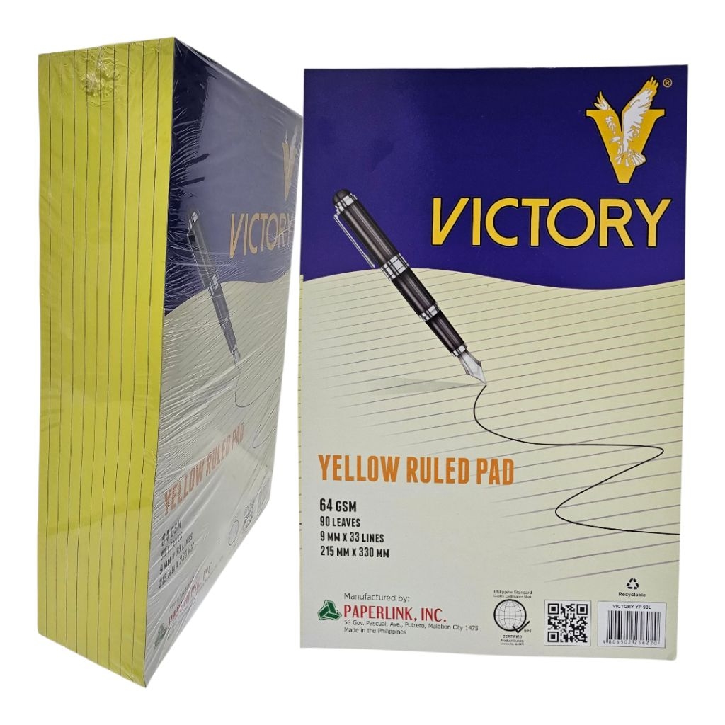 Victory Yellow Ruled Pad 90 Leaves( Set of 10 Pads) | Shopee Philippines