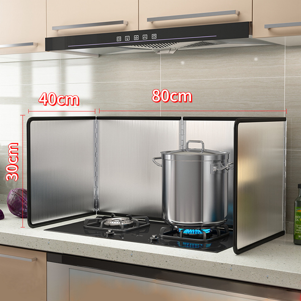 Foldable Kitchen Oil Baffle Stainless Steel Oil Splatter Guard For Gas ...