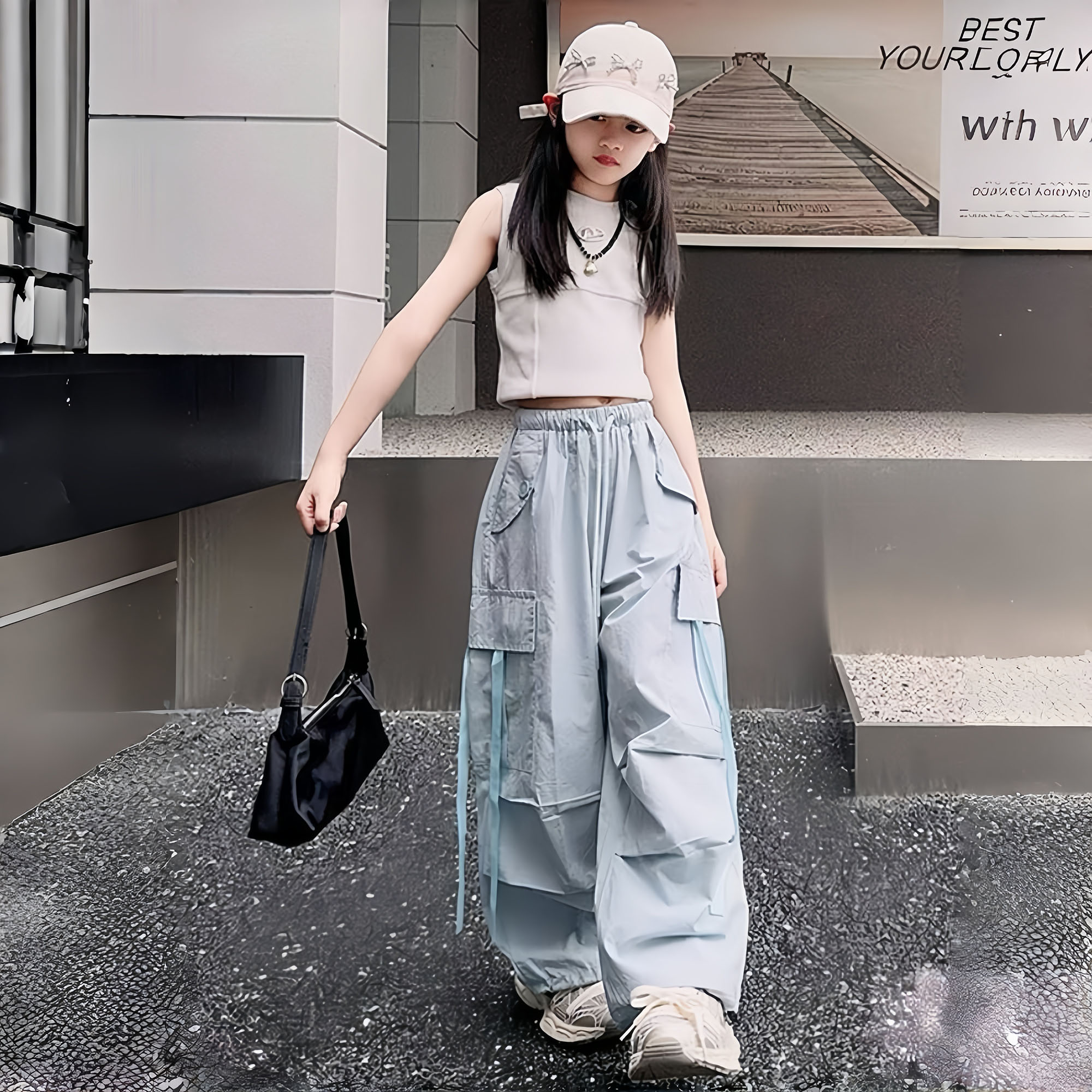 Mikyolike Korean Pants For Girls Fashion Cargo Pants Sports Children's ...