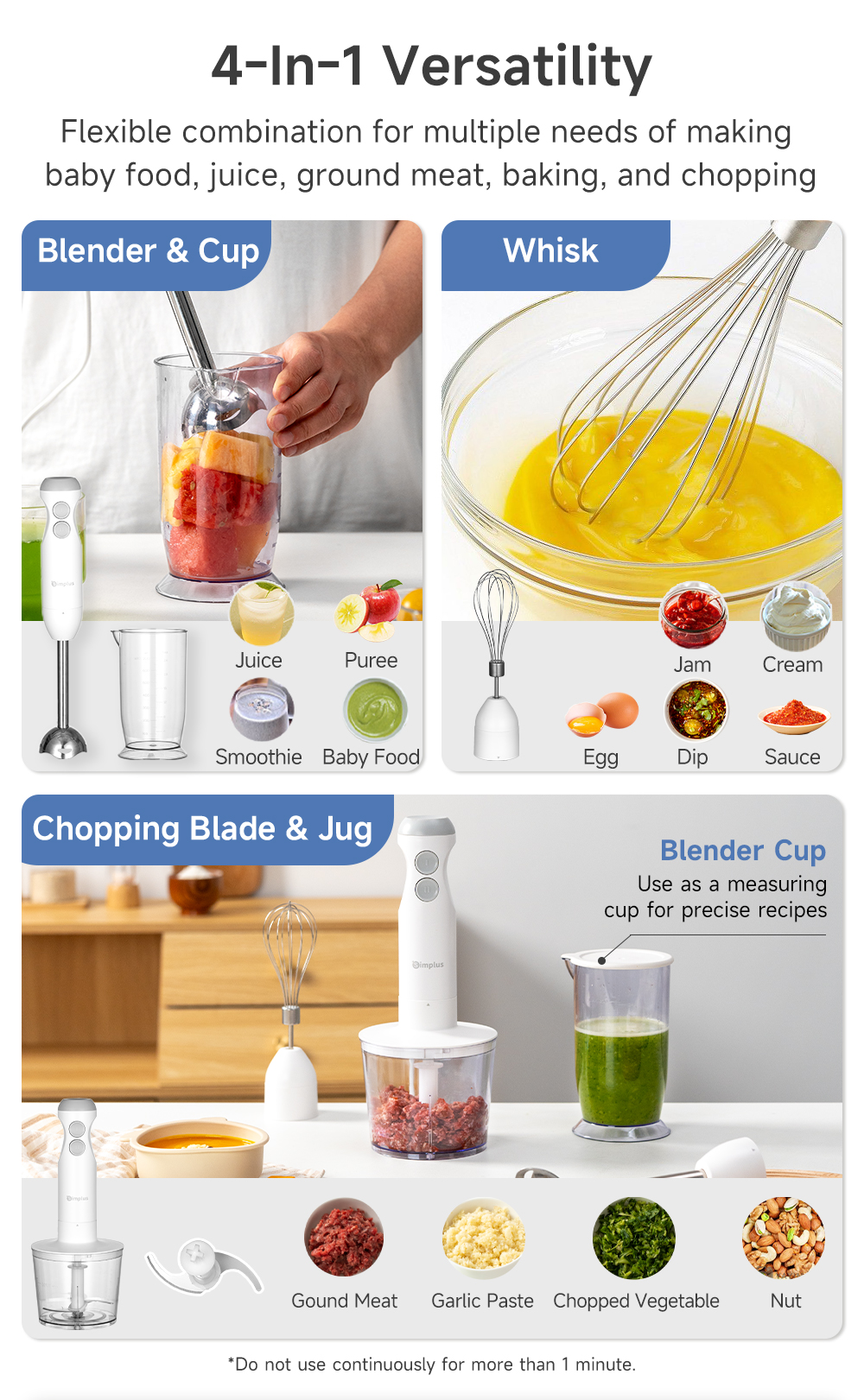 Simplus Handheld Immersion Blender – Electric Mixer for Baby Food ...