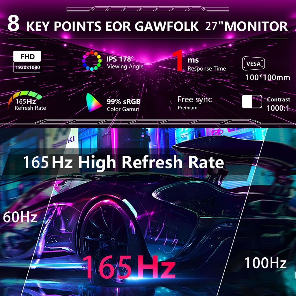 EXPOSE 22 24 inch monitor 144hz/75hz IPS Gaming monitor Framless Flat ...