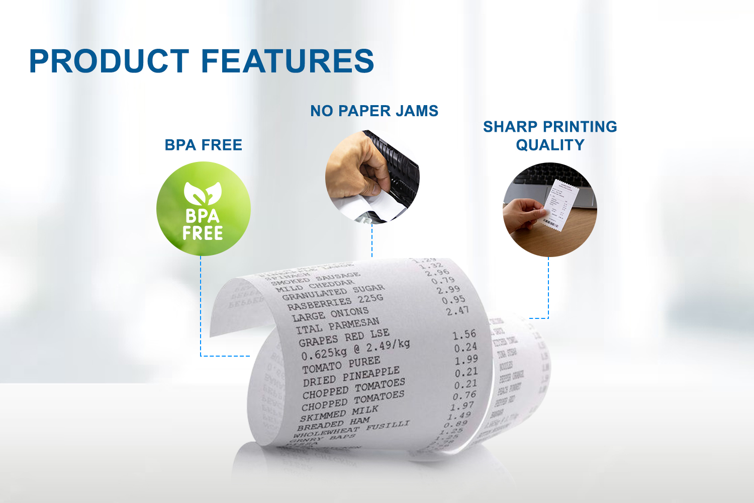 10 ROLLS Receipt Paper 57mm (x 30mm, 40mm, 50mm) 60GSM | 70GSM Core ...