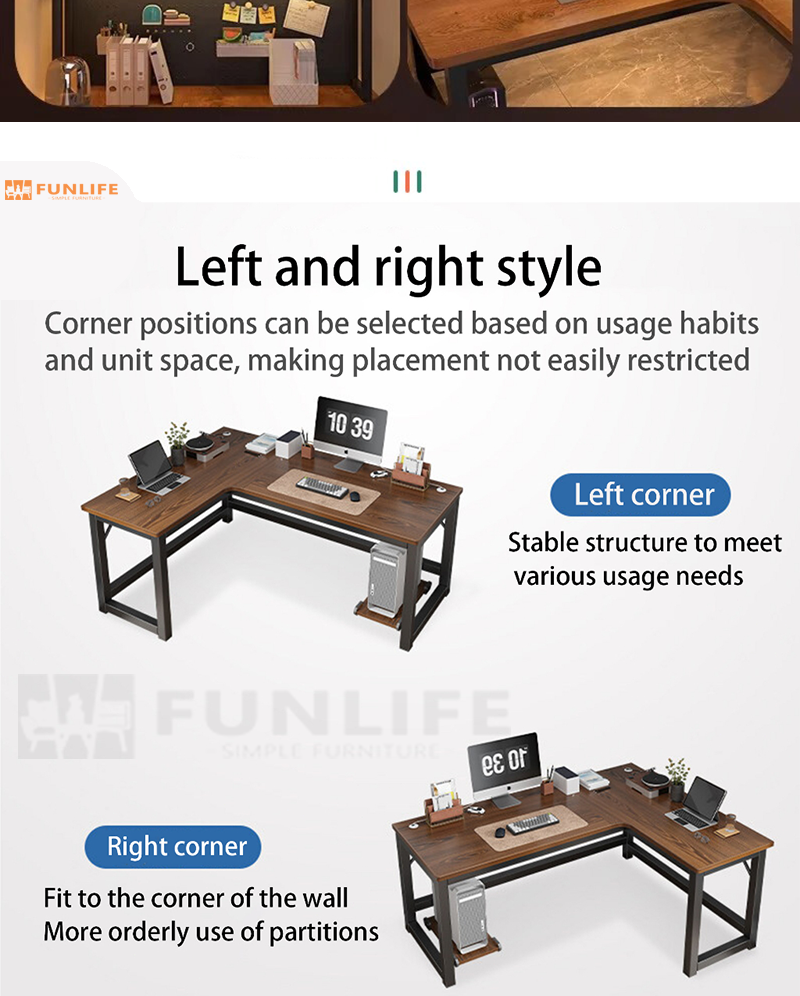 L-Shaped Table Corner Desk Computer Table Gaming Desk Writing Work ...