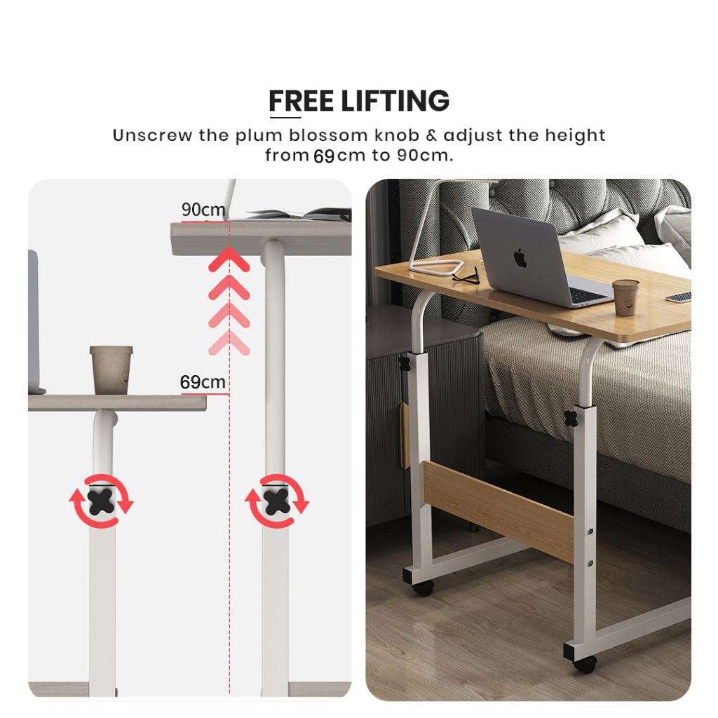 Adjustable Computer Table Bedside Table With Wheel Office Table Study ...