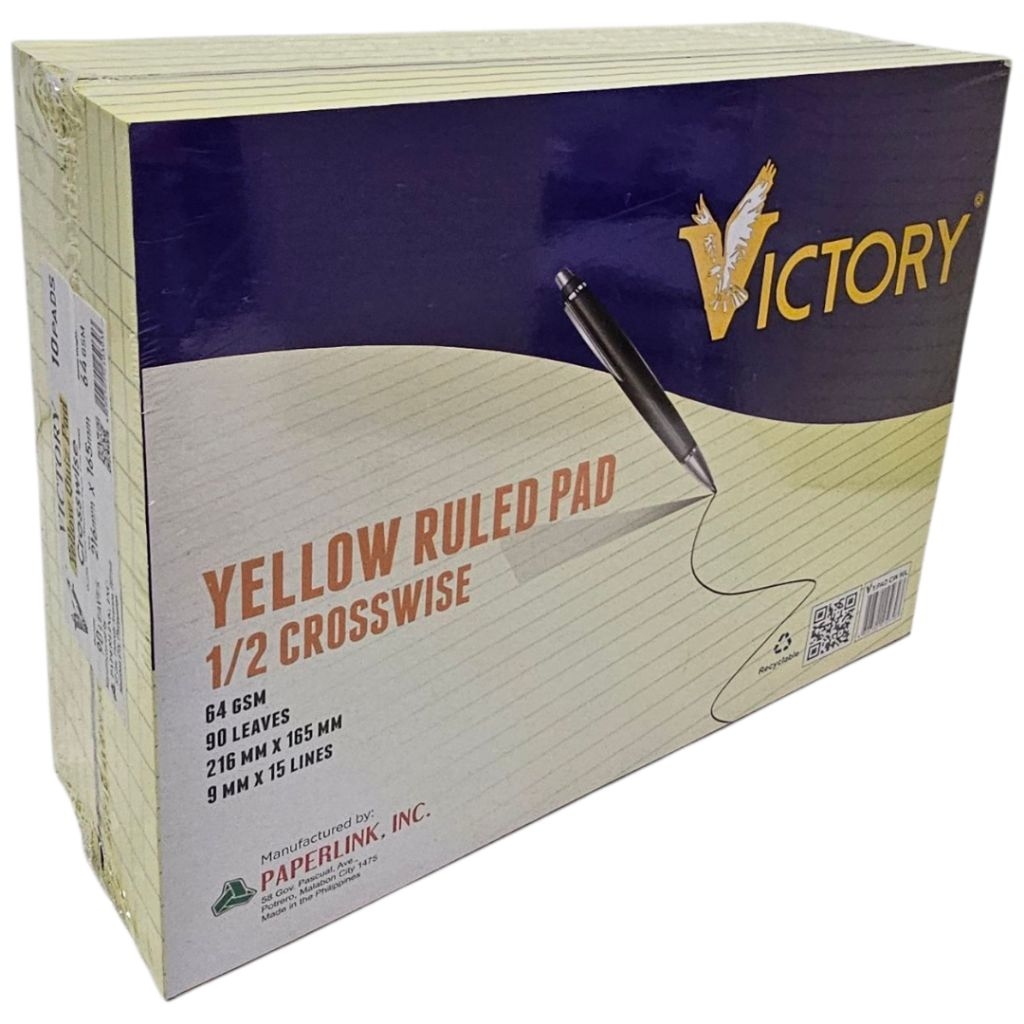 Victory Yellow Ruled Pad- 1/2 PAGE Set of 10 Pads | Shopee Philippines