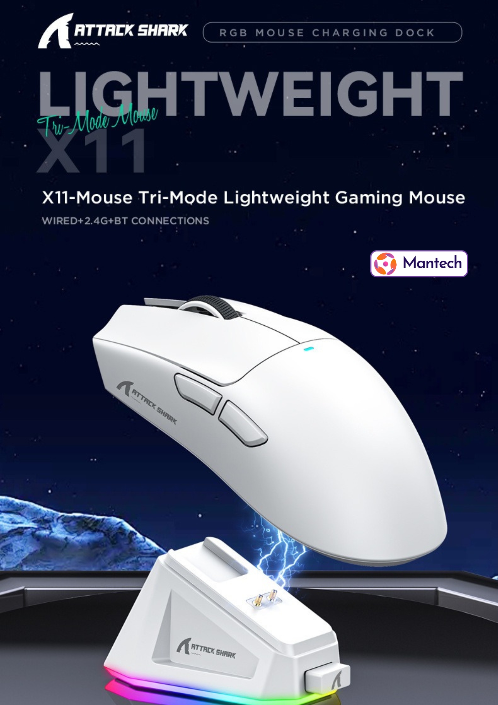 Attack Shark X11 Wireless Mouse RGB Led Charging Dock, Super Strong ...